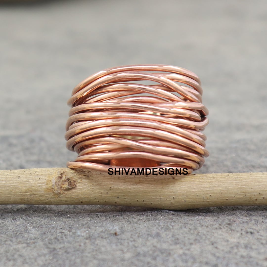Hammered Solid Copper , Wraparound Copper Wire Ring ,pure Copper Wrap ...