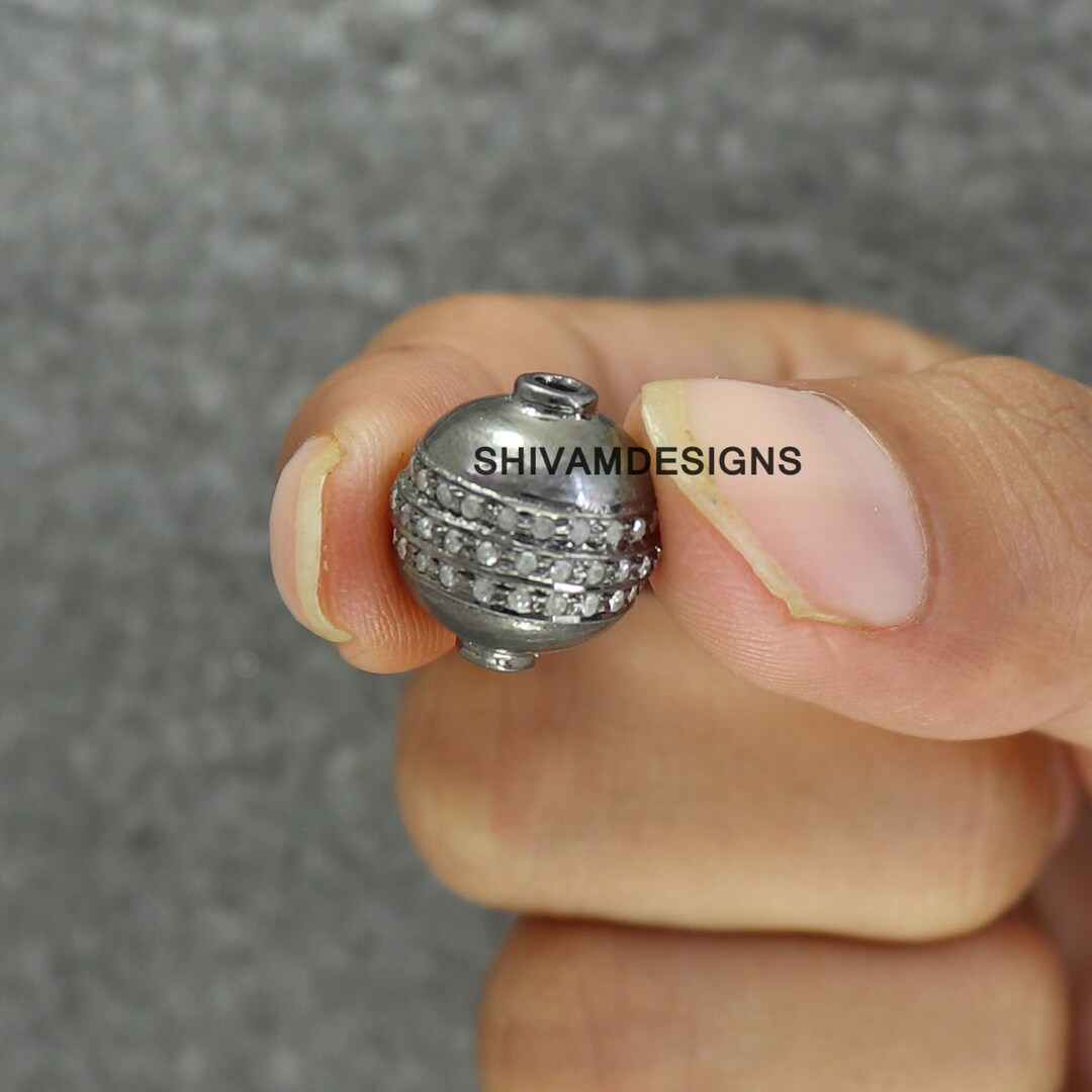 Pave Diamond Spacer Beads Ball 925 Sterling Silver Ball - Etsy