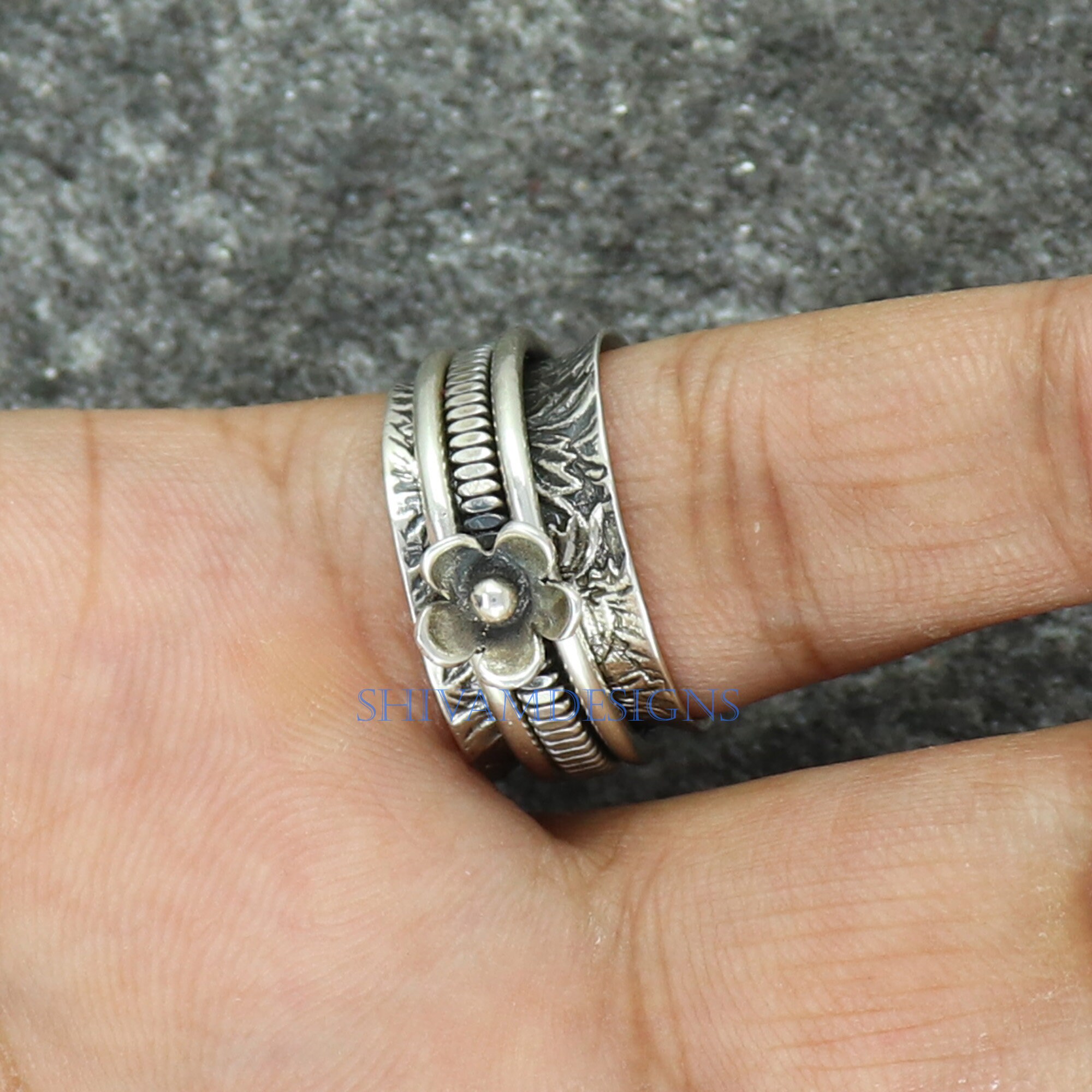 Spinner Ring 925 Sterling Silver Spinner Ring Meditation | Etsy