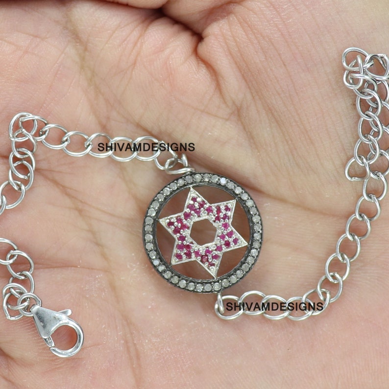 Natural Ruby Star Chain Bracelet, Vintage 925 Sterling Silver - Etsy