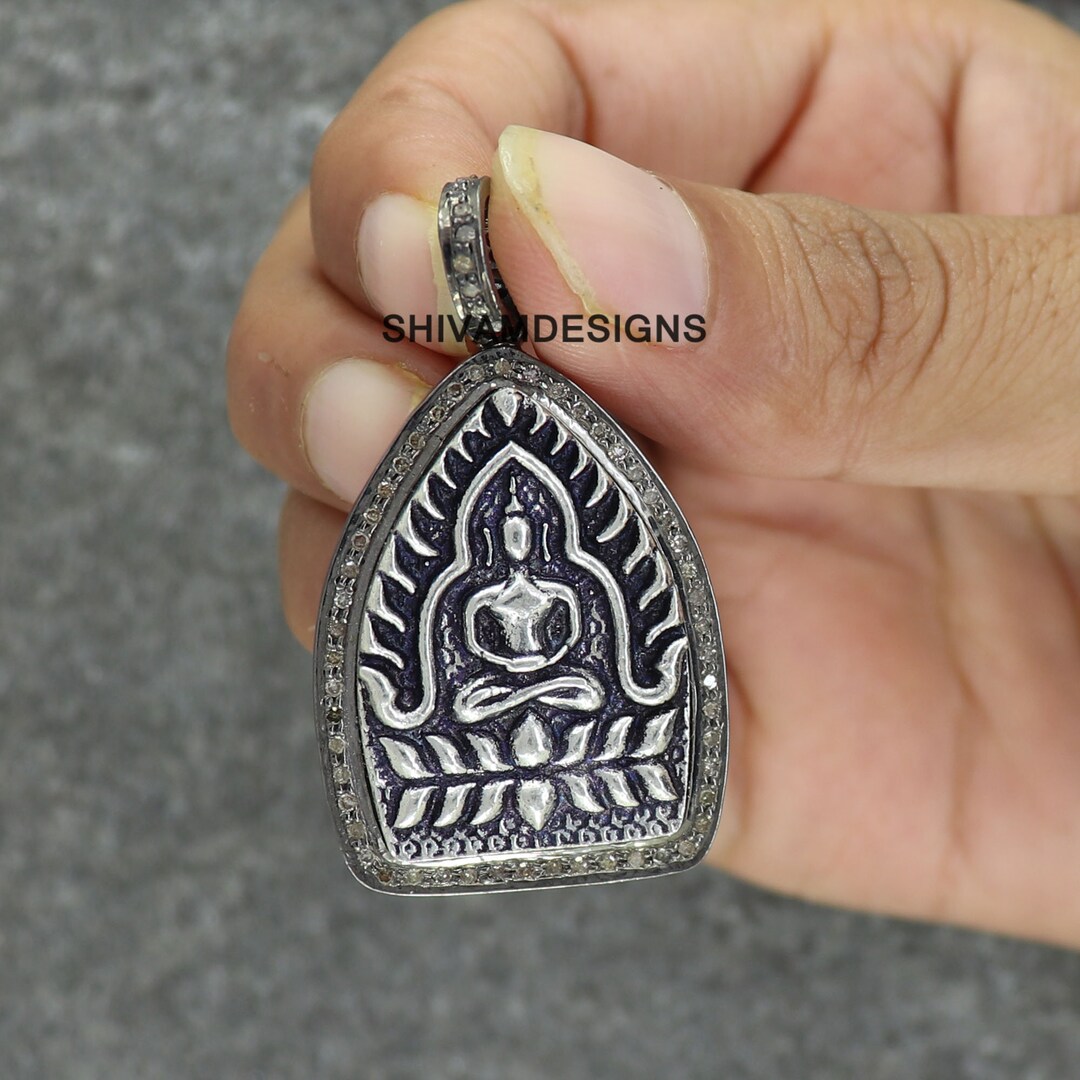 Diamond Buddha Pendant, Diamond Buddha Coin, Pave Diamond Coin Pendant ...