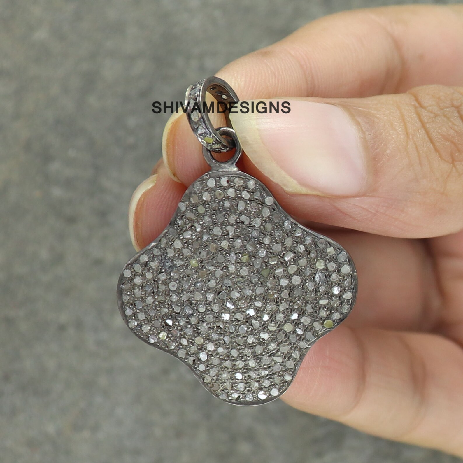 Pave Diamond Pendant, Pave Diamond Tag Pendant, Disc Pendant, Fancy ...