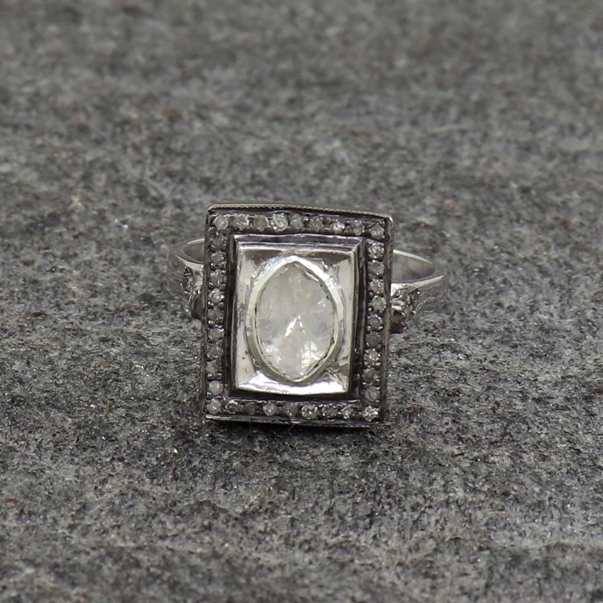 Rose Cut Polki Diamond Ring Genuine Pave Diamond Ring | Etsy