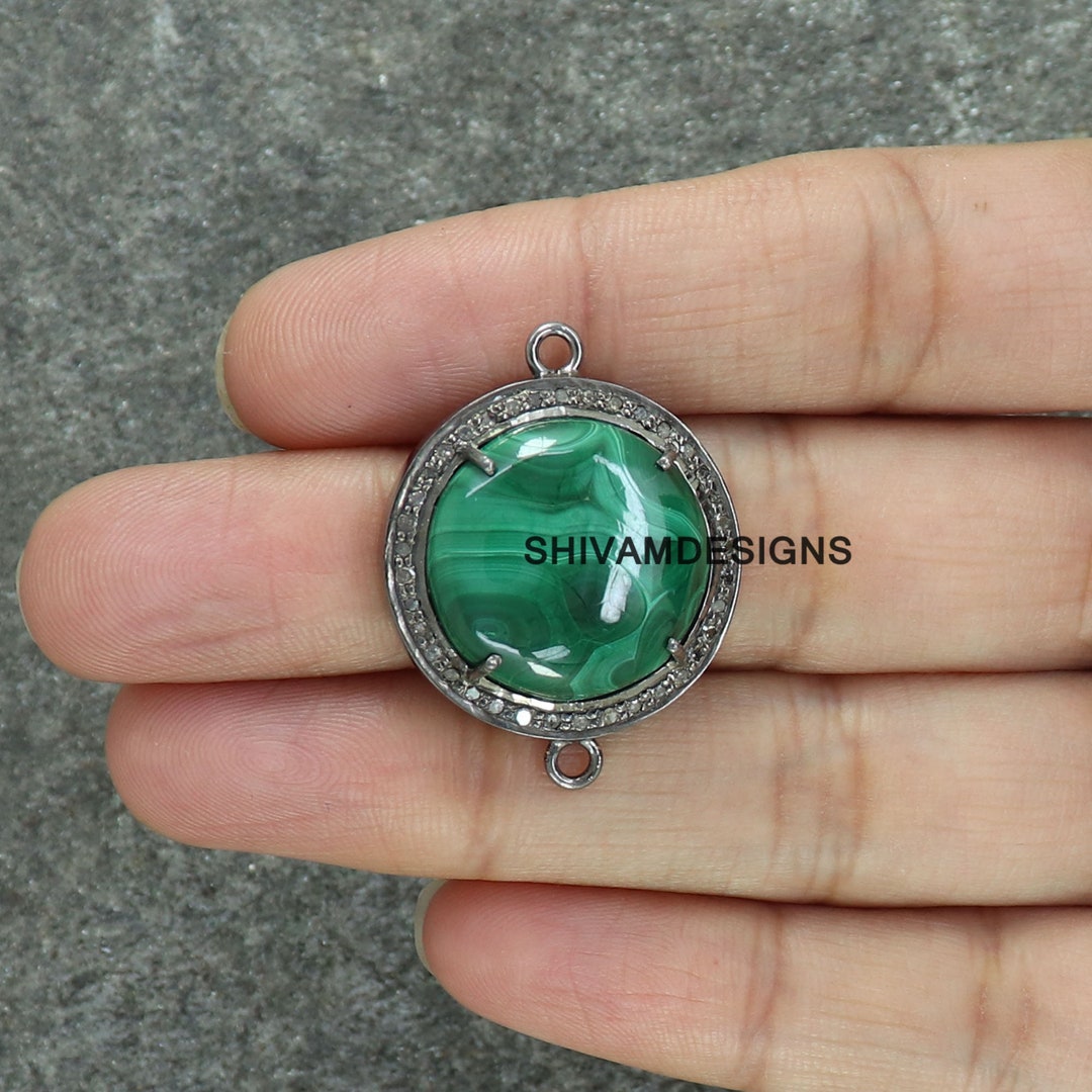Pave Diamond Connector Malachite Connector Vintage Diamond - Etsy