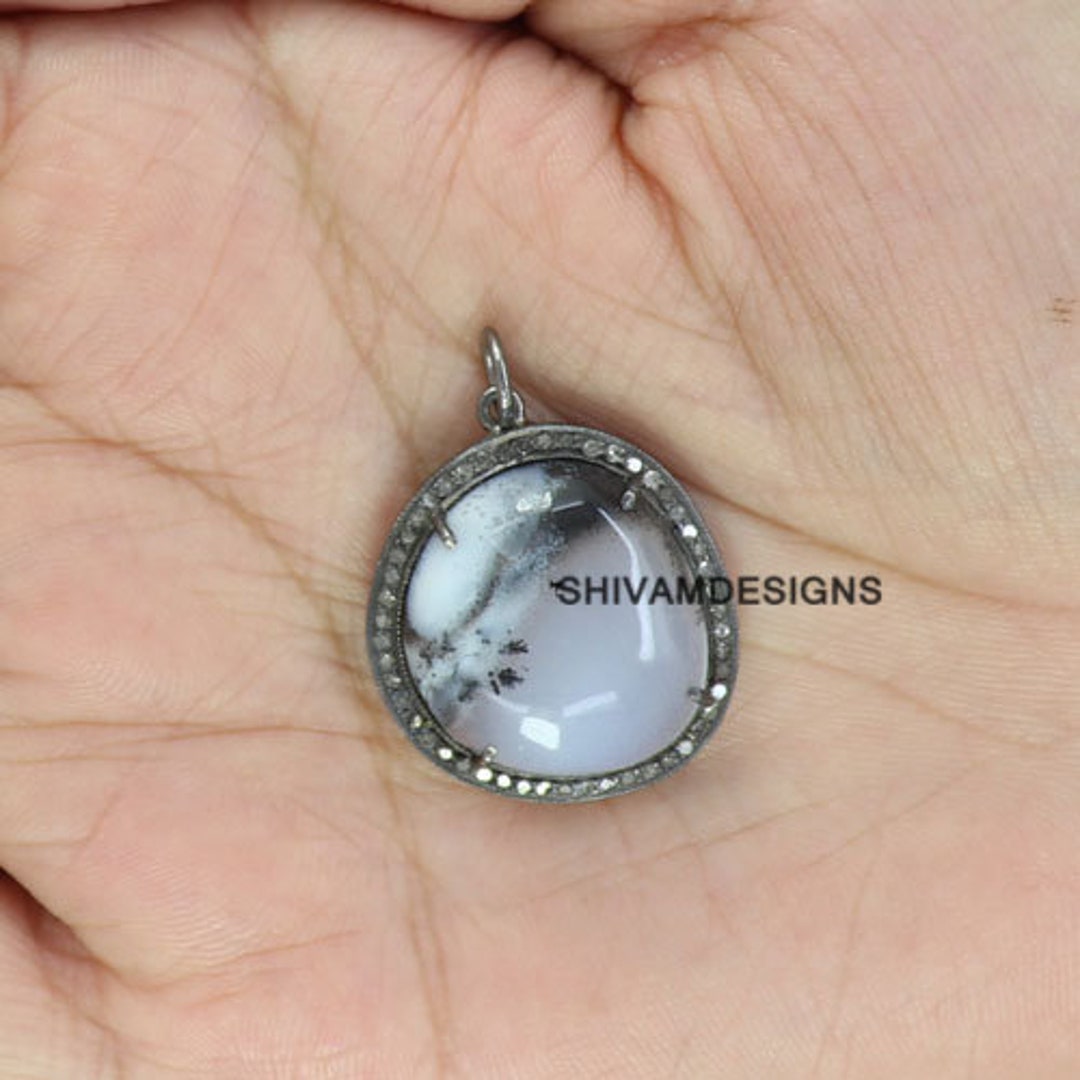 Diamond Pendant Dendrite Opal Pendant Dendrite Opal Pendant - Etsy