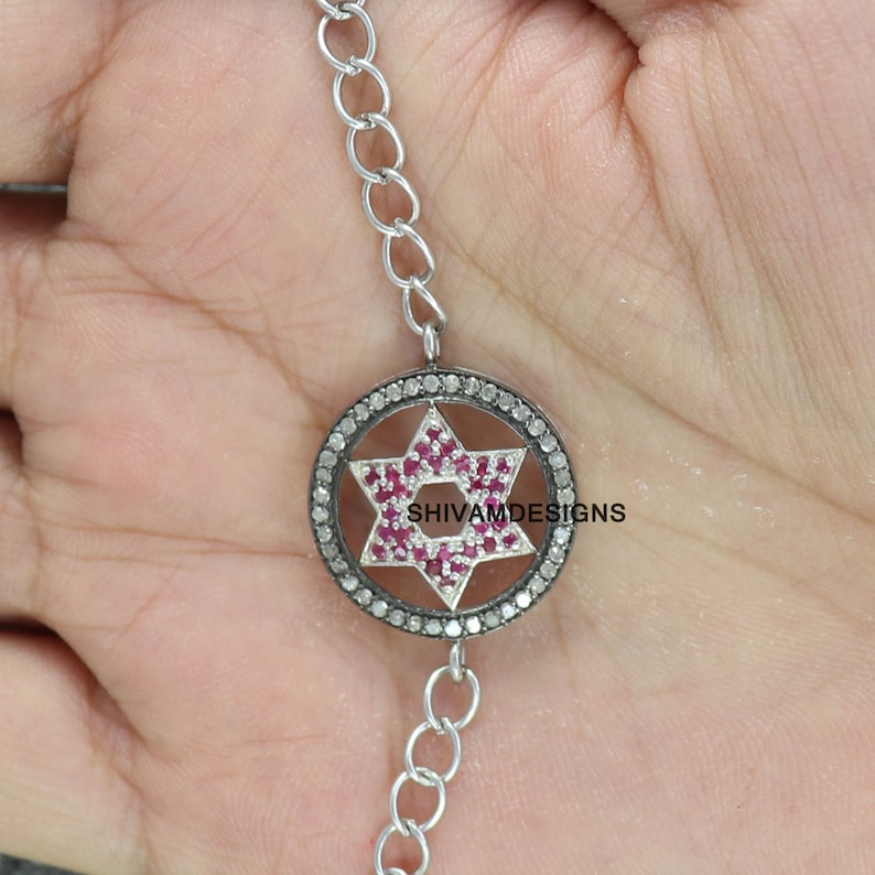 Natural Ruby Star Chain Bracelet, Vintage 925 Sterling Silver - Etsy