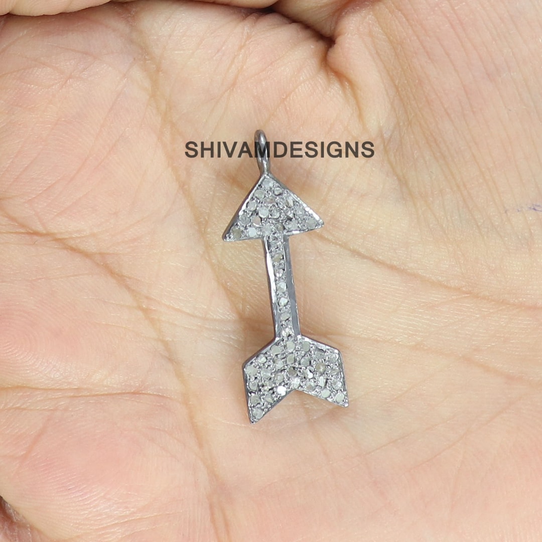 Pave Diamond Connector, Arrow Design Jewelry , 925 Sterling Silver ...