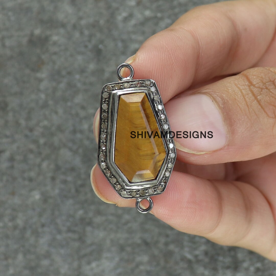 Tiger Eye Coffin Connector,diamond Connector, Tiger's Eye Coffin Charm ...