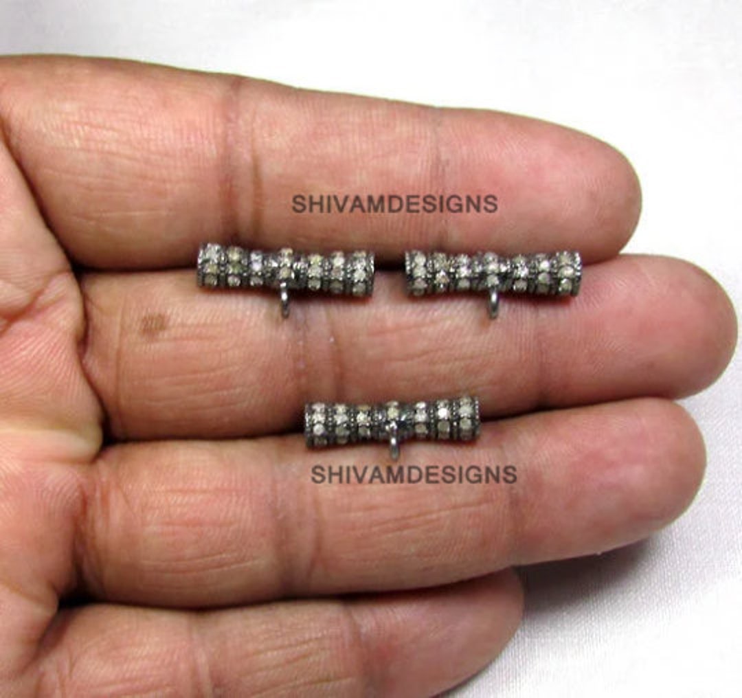 Pave Diamond Connector, Pave Genuine Diamond Finding Link, Solid 925 ...