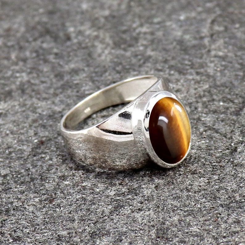 Natural Tiger's Eye Ring 925 Sterling Silver Ring - Etsy