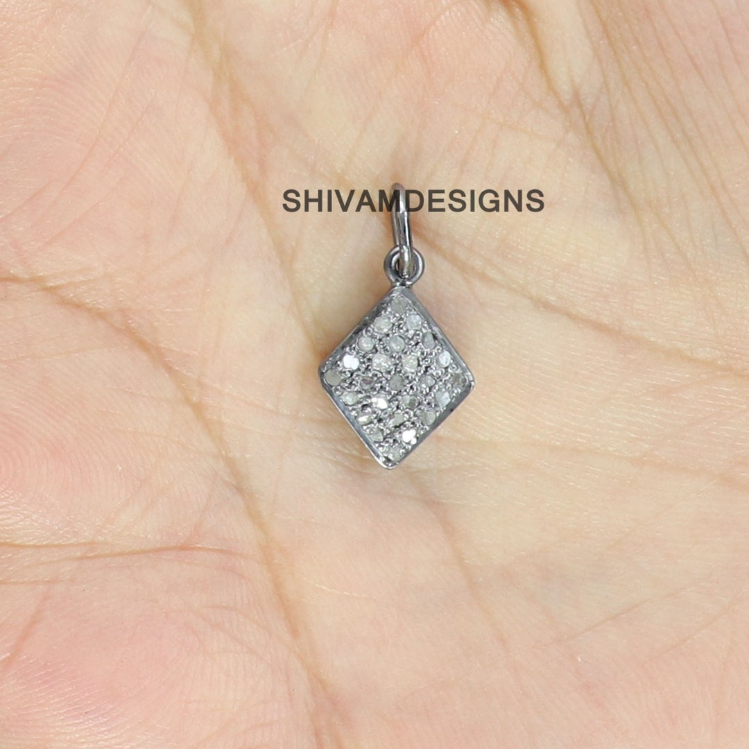 Pave Diamond Connector Disc, Pave Diamond Pendant Necklace, 925 ...