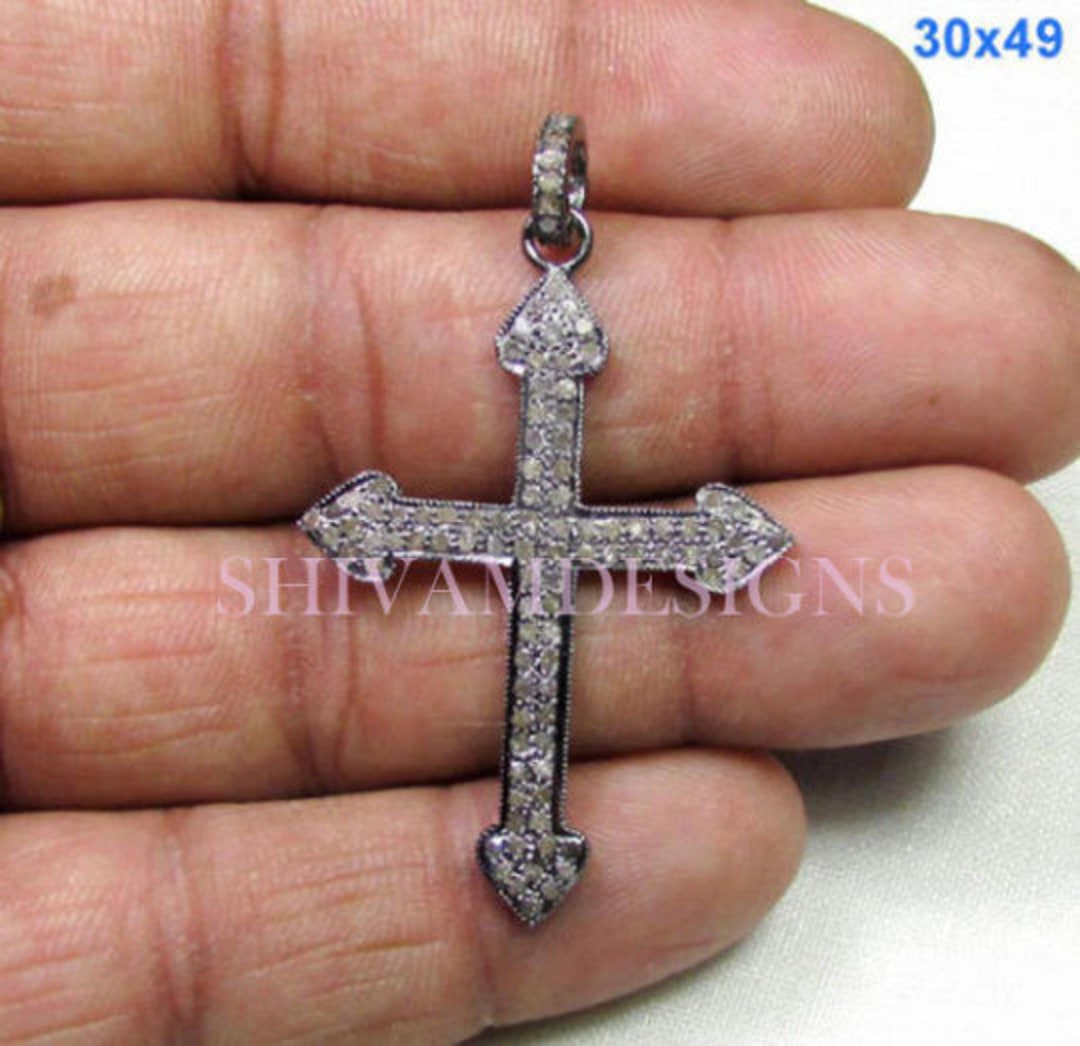 Diamond Cross Pendant, Pave Diamond Designer Cross Necklace, 925 ...