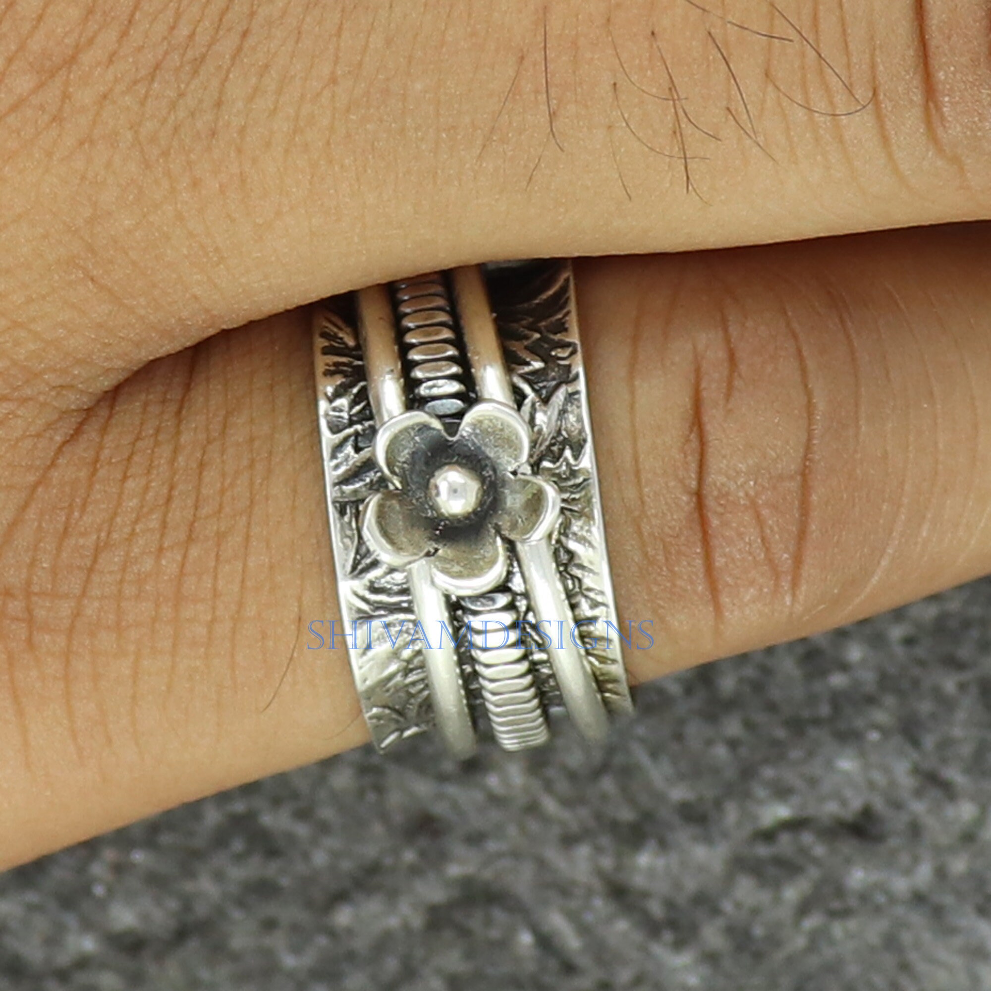 Spinner Ring 925 Sterling Silver Spinner Ring Meditation | Etsy