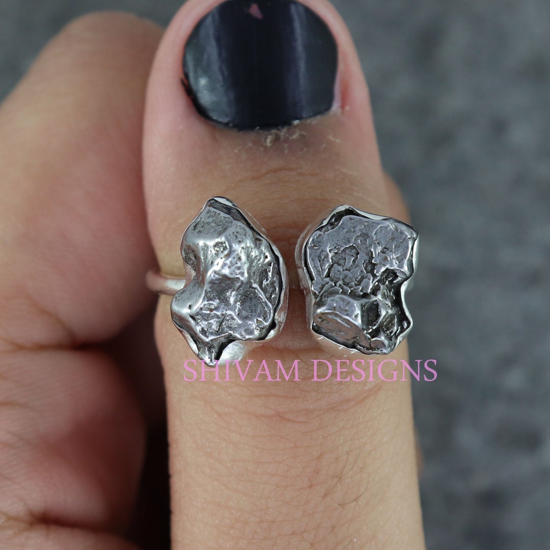 Raw Meteorite Ring, 925 Silver Meteorite Ring, Adjustable Ring ...