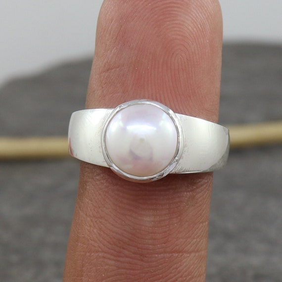 Natural Pearl Ring 925 Sterling Silver Ring Water Pearl | Etsy