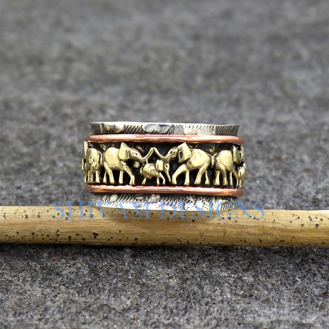 Elephant Spinner Ring, Silver Spinner Ring, Meditation Spinner Ring ...
