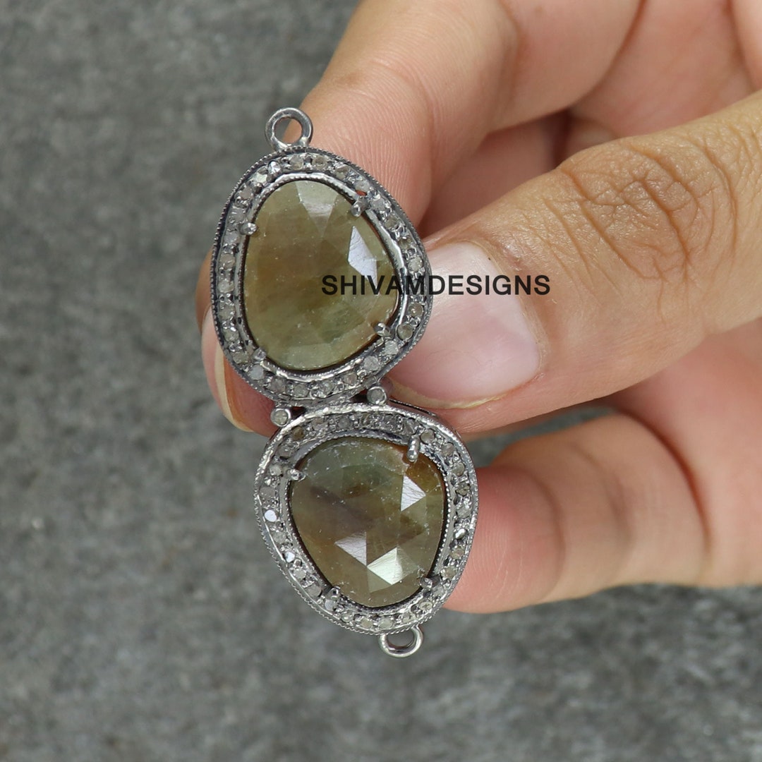 Natural Wonder Sapphire Connector Rose Cut Slice Genuine - Etsy