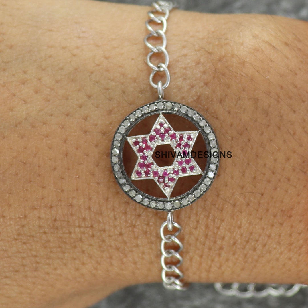 Natural Ruby Star Chain Bracelet, Vintage 925 Sterling Silver - Etsy