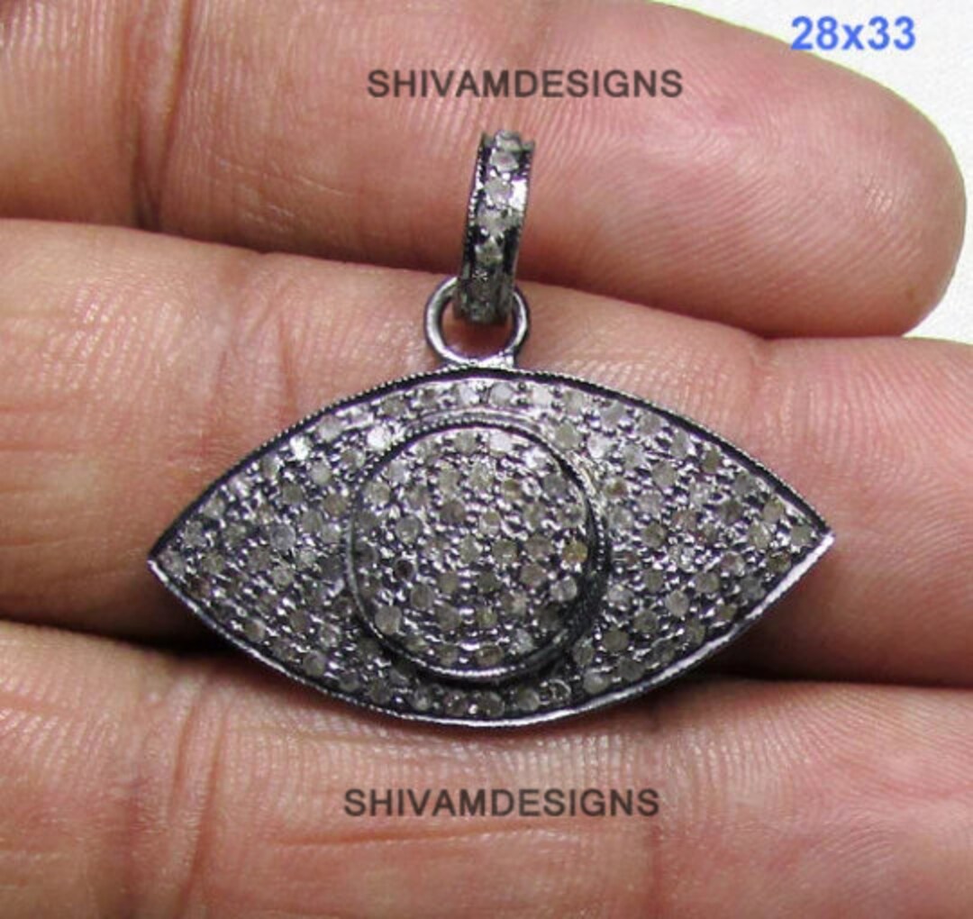 Pave Diamond Evil Eye Necklace, Pave Diamond Evil Eye Jewelry, Evil Eye ...
