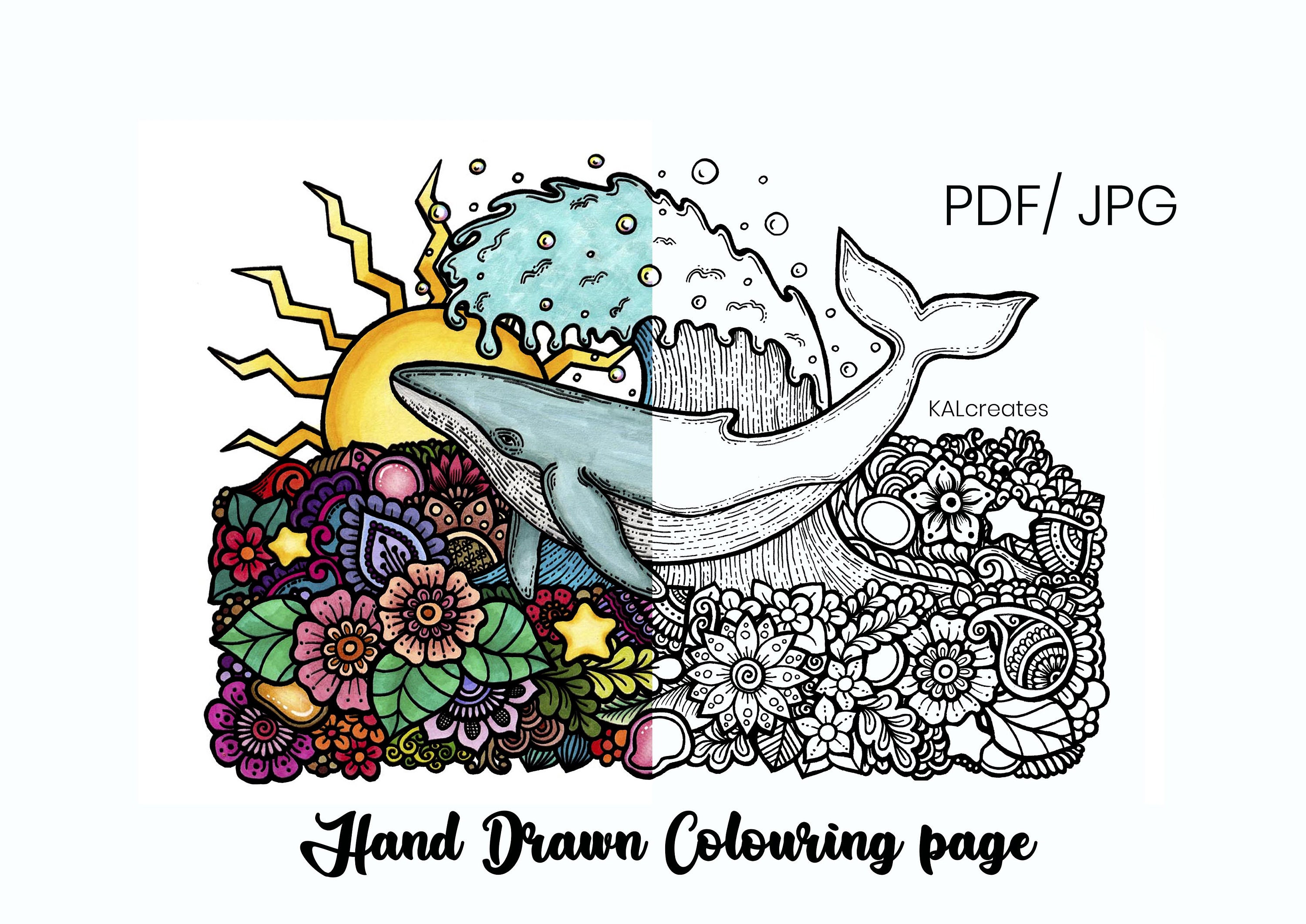 Printable Digital File Coloring Page for Adults Hand Drawn | Etsy