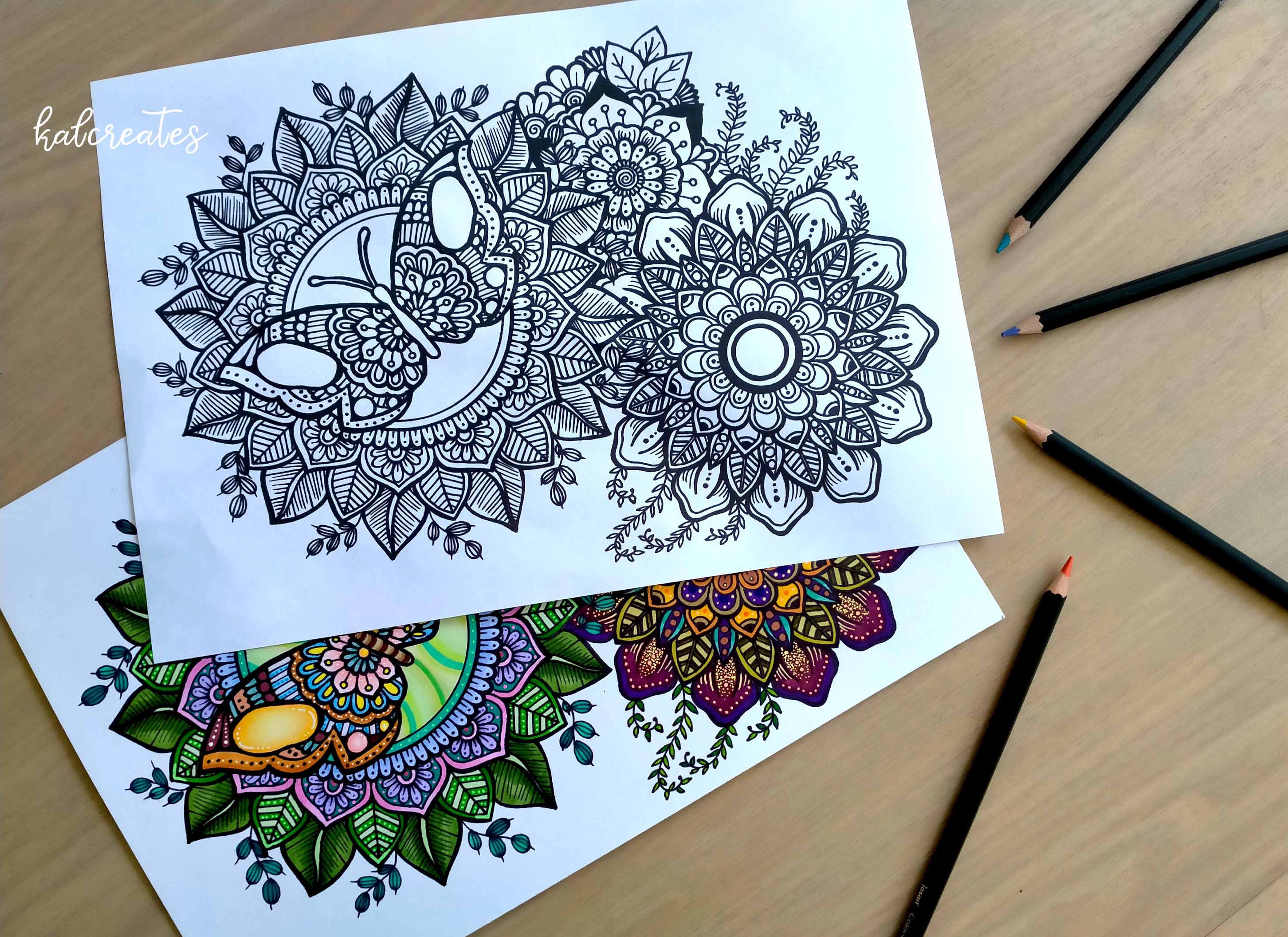 Printable Digital File Coloring Page for Adults Hand Drawn - Etsy