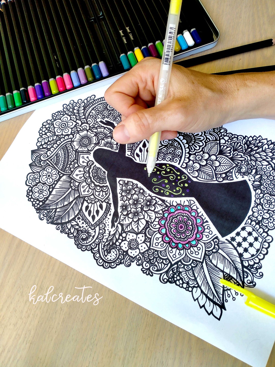 Printable Digital File Coloring Page for Adults Hand Drawn - Etsy