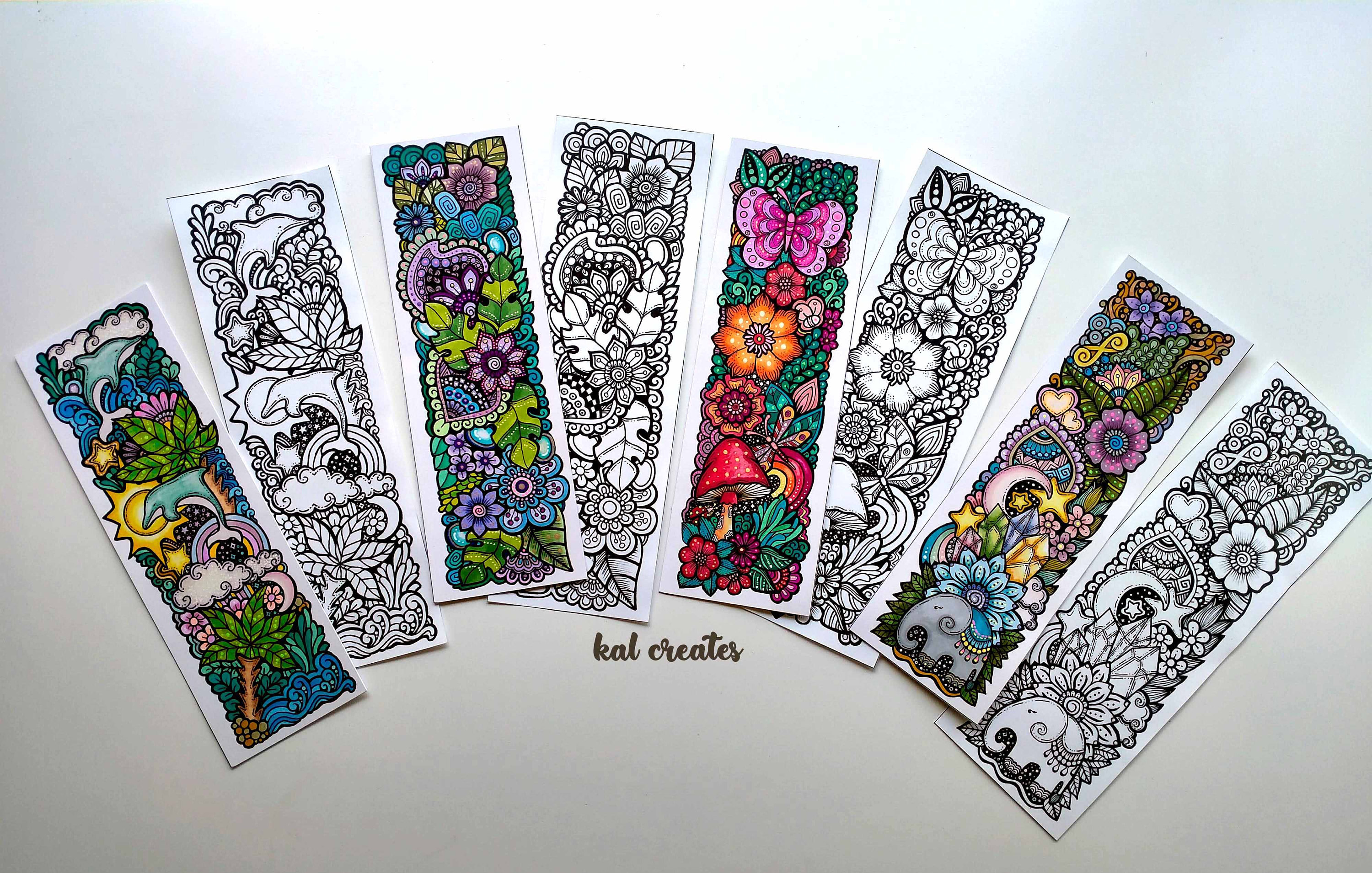 3 Sets of Coloring Bookmarks With Floral Mandala Design Digital Stamp ...