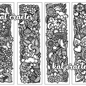 Printable Bookmark Set 2 Four DIY Coloring Bookmarks Calming Colouring ...