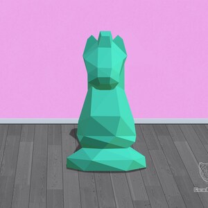 Papercraft Knight Chess Piece Template- Geometric Low Poly Knight Chess ...