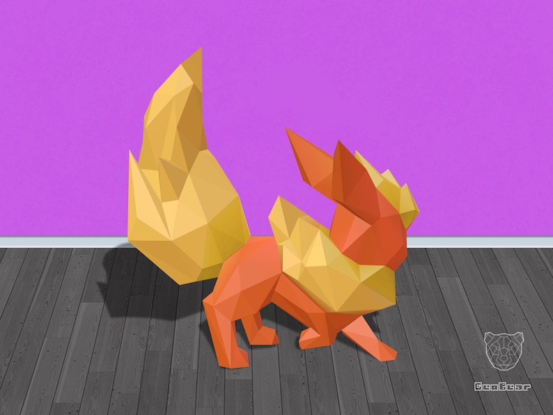Low Poly Flareon Papercraft Template Geometric Pokemon - Etsy