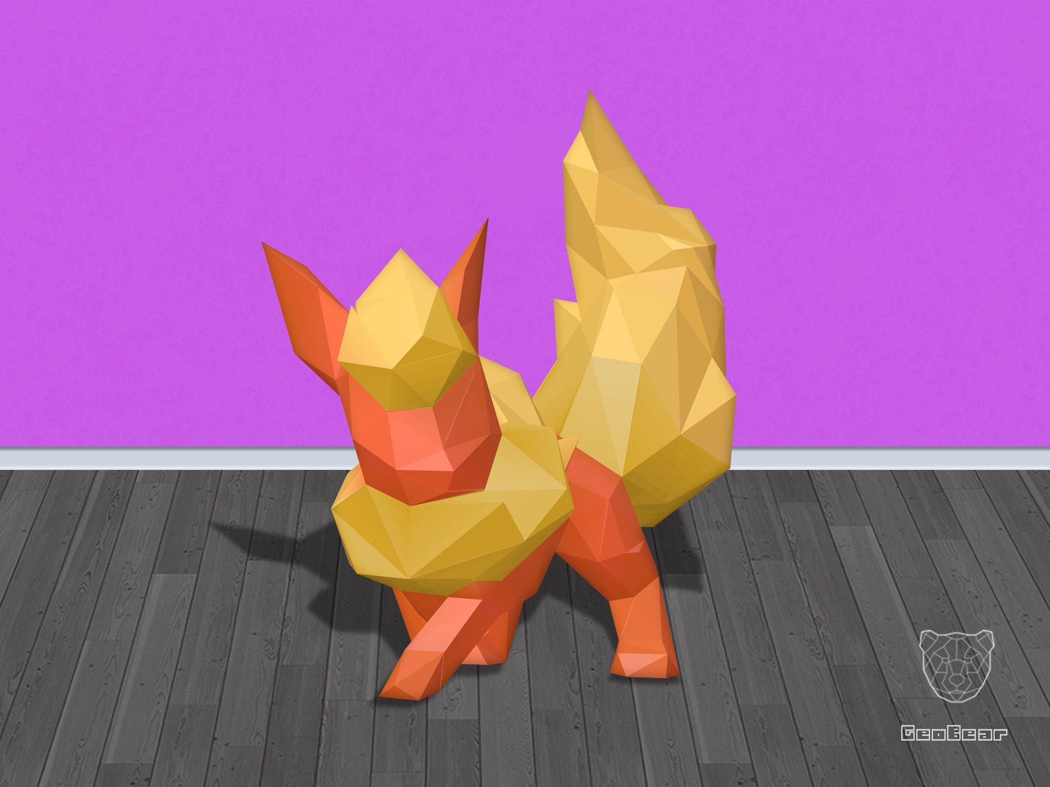 Low Poly Flareon Papercraft Template- Geometric Pokemon, Abstract ...