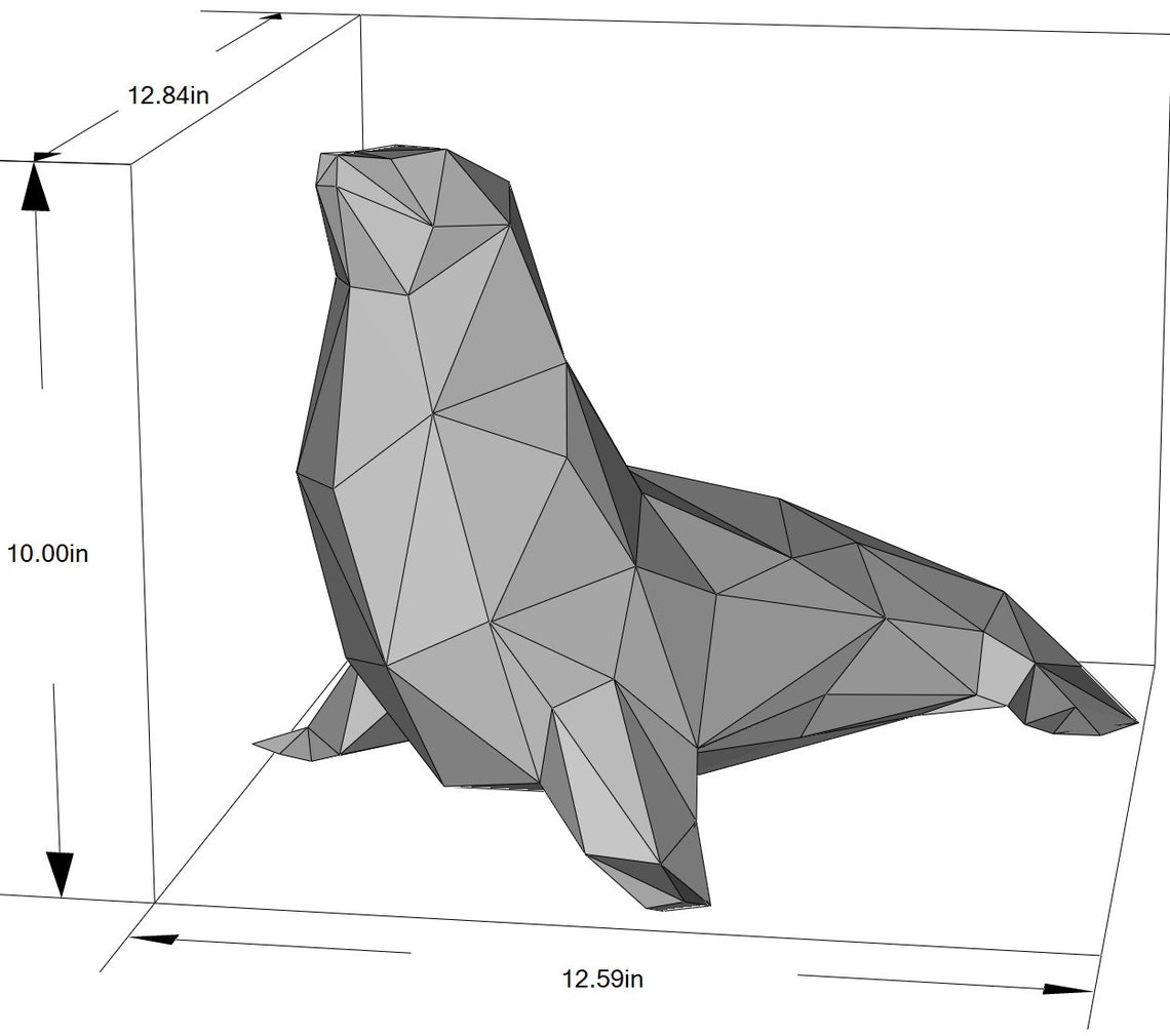 Low Poly Sea Lion Papercraft Template- Geometric Seal, Abstract Seal ...
