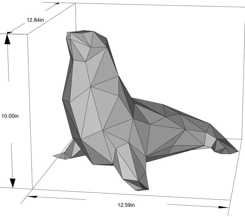 Low Poly Sea Lion Papercraft Template Geometric Seal, Abstract Seal DIY ...