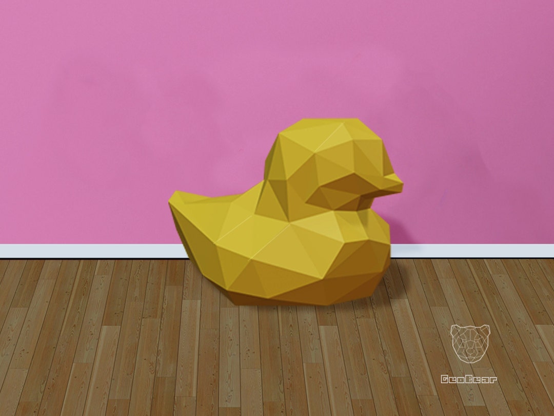 Geometric Rubber Duckie Papercraft, Low Poly Duck - PDF TEMPLATE - Etsy