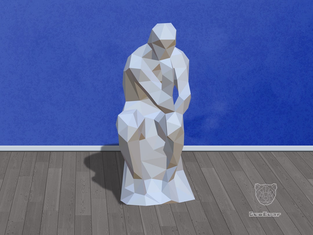 Geometric Papercraft Thinking Dude, Low Poly Sculpture, PDF TEMPLATE ...