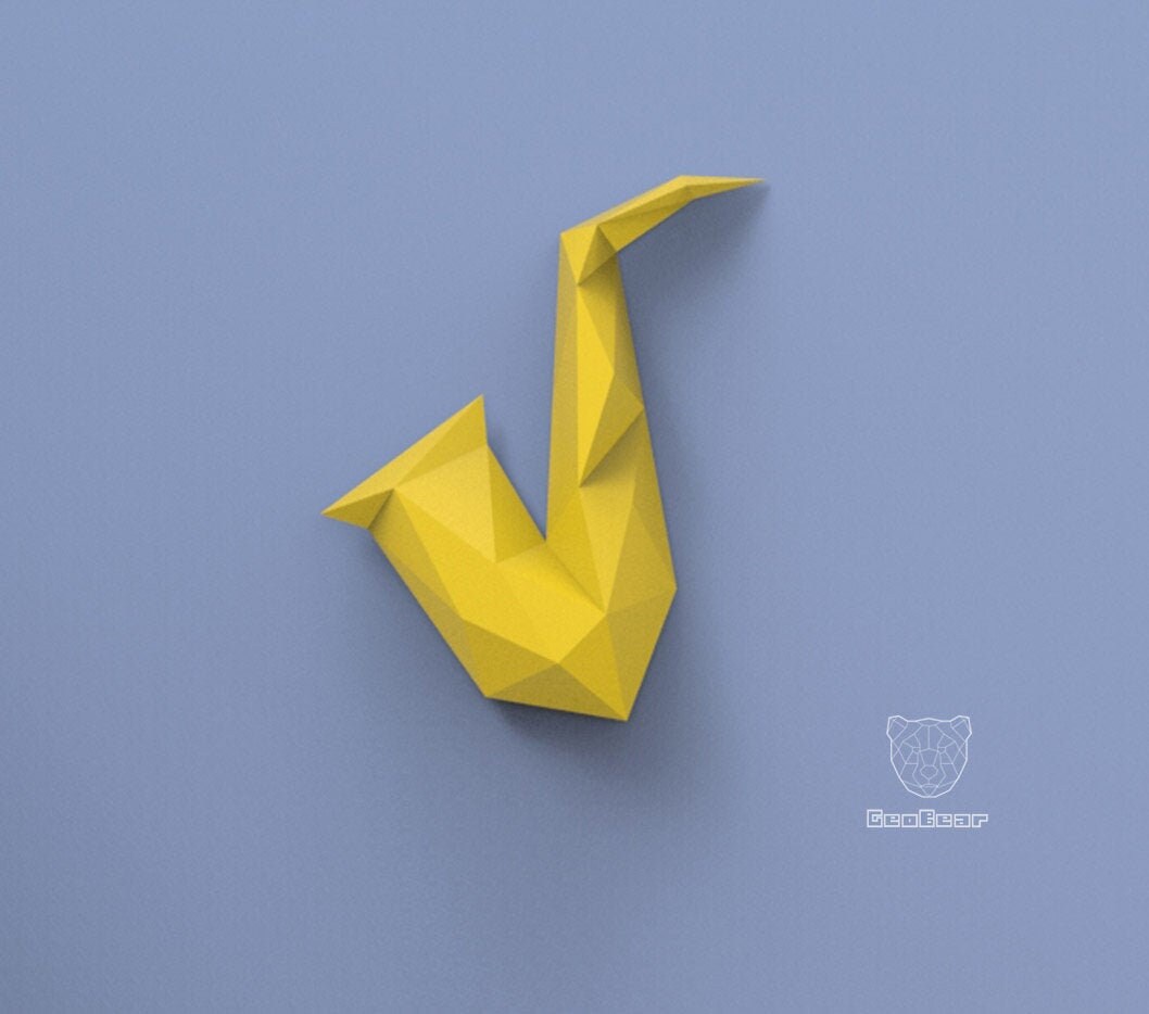 Geometric Saxaphone Papercraft, Low Polycat Saxaphone, PDF TEMPLATE ...