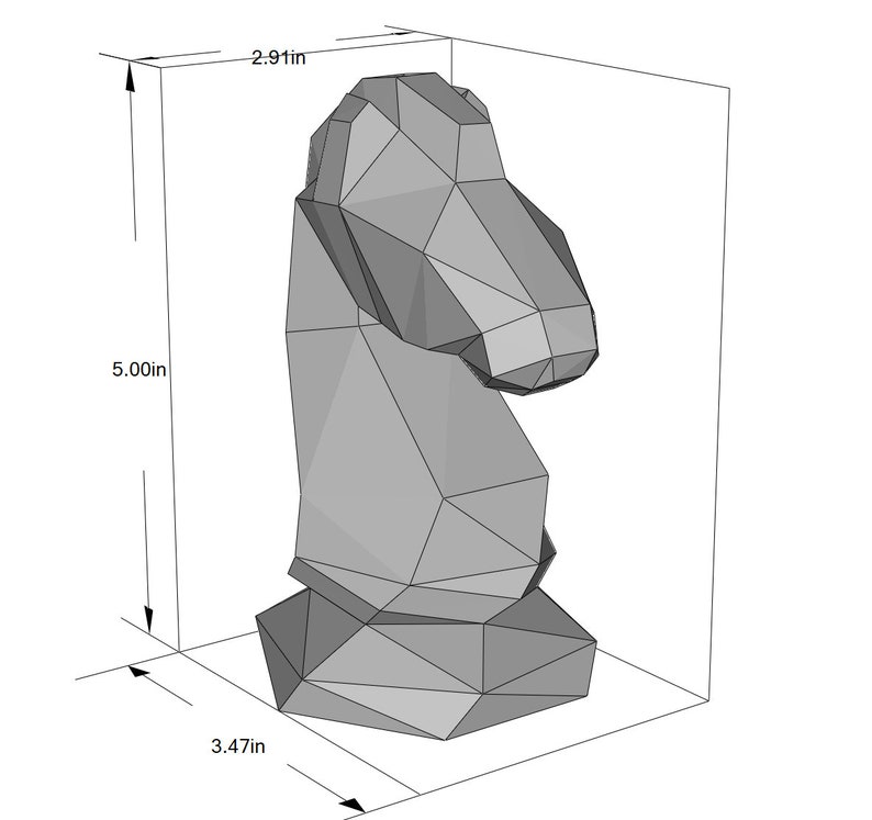 Papercraft Knight Chess Piece Template- Geometric Low Poly Knight Chess ...