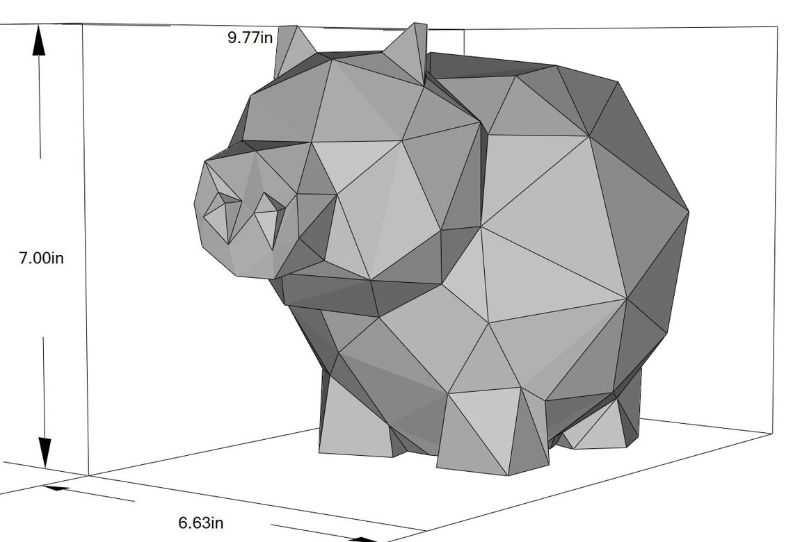 Low Poly Piggy Bank Papercraft Template- Geometric Pig, Abstract Piggy ...