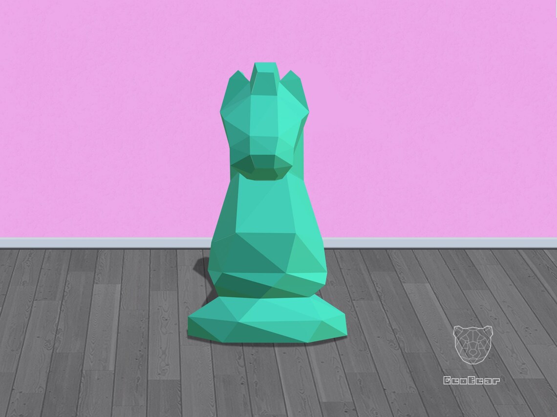 Papercraft Knight Chess Piece Template Geometric Low Poly - Etsy