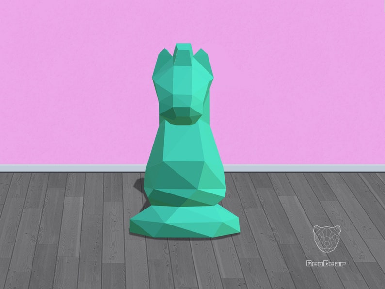 Papercraft Knight Chess Piece Template- Geometric Low Poly Knight Chess ...