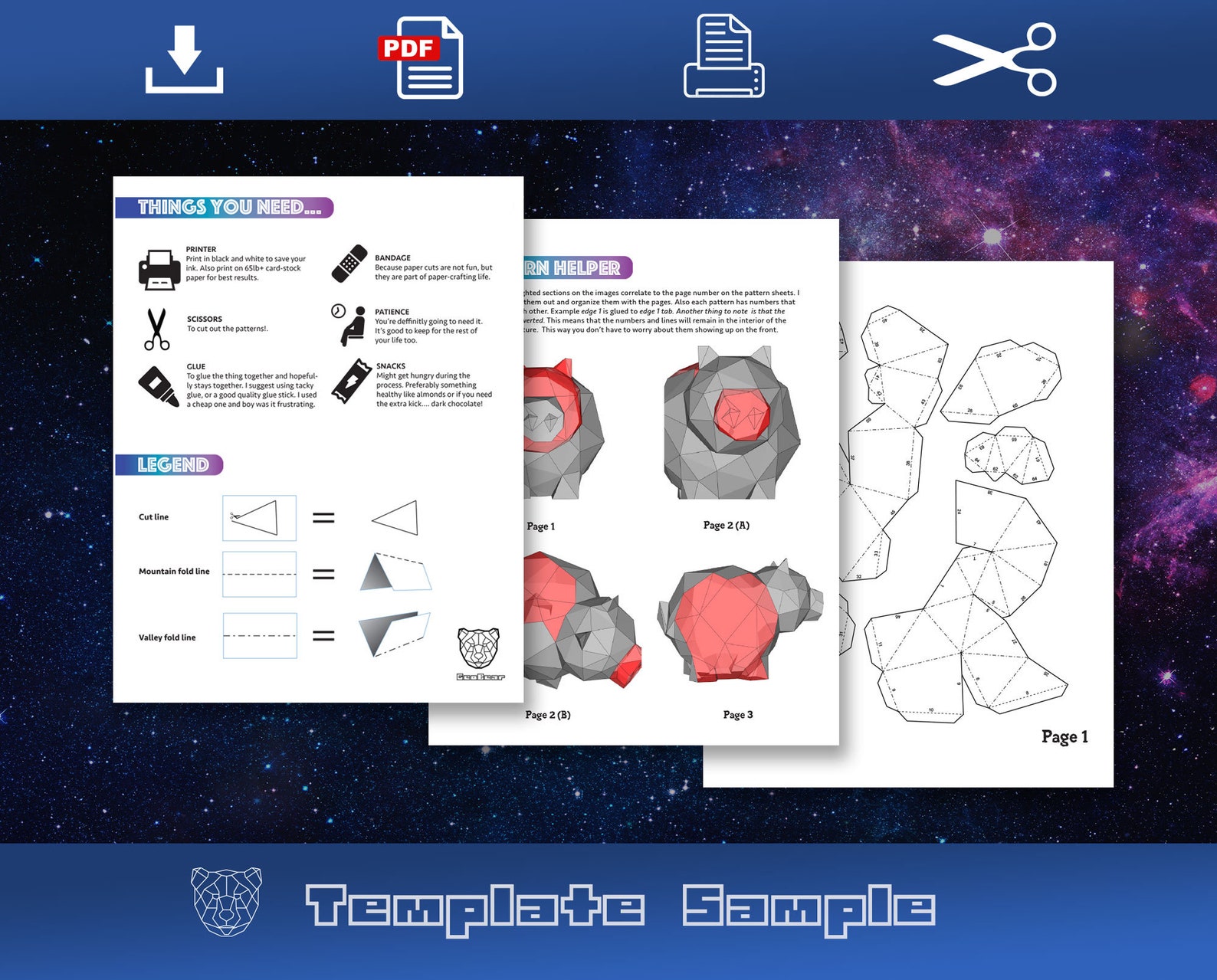 Low Poly Piggy Bank Papercraft Template- Geometric Pig, Abstract Piggy ...