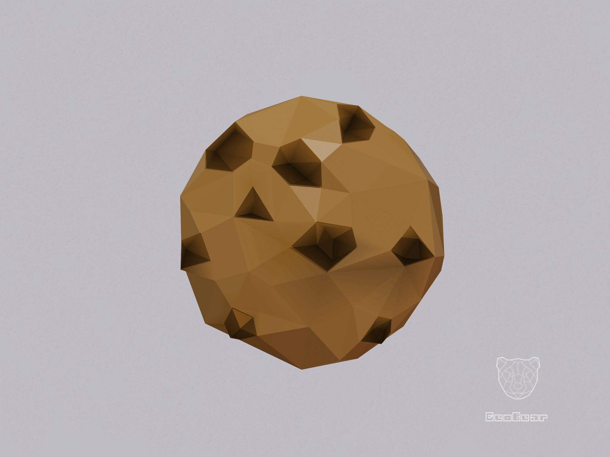 Low Poly Chocolate Chip Cookie Papercraft Template- Geometric Cookie ...