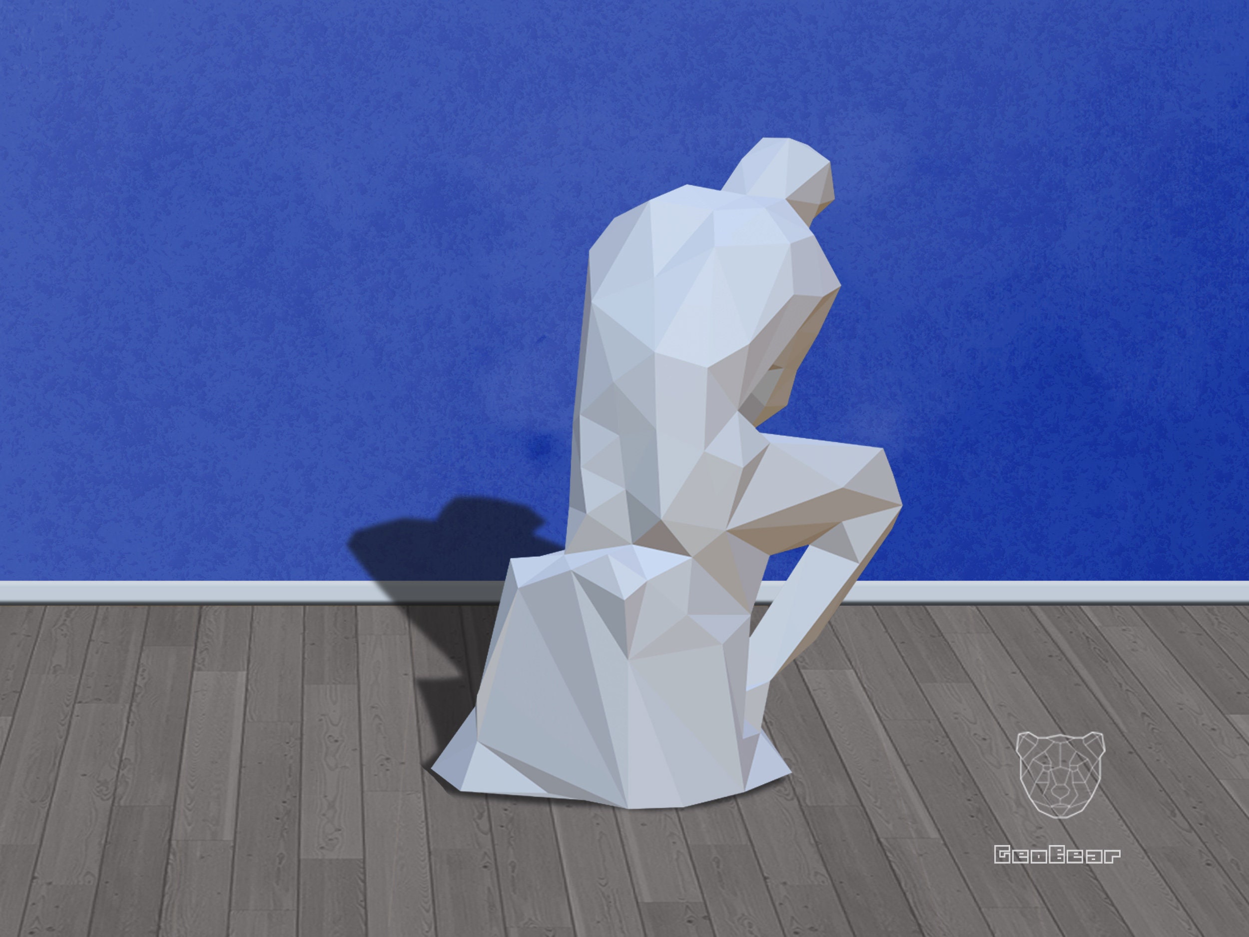 Geometric Papercraft Thinking Dude, Low Poly Sculpture, PDF TEMPLATE ...
