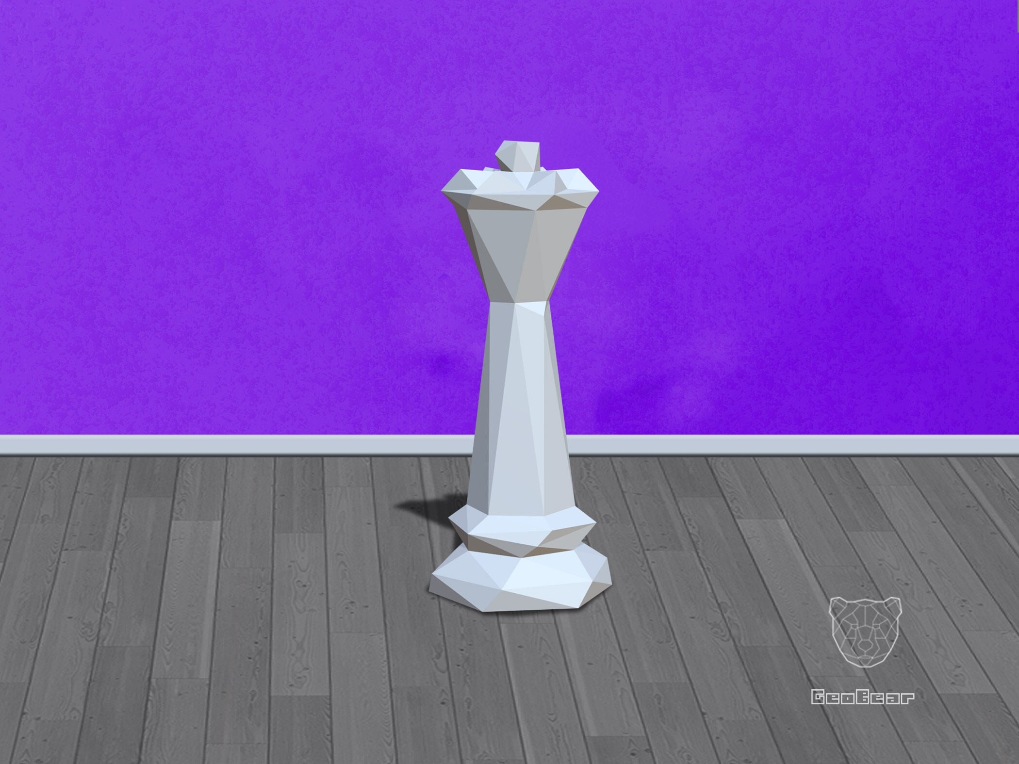 Papercraft Queen Chess Piece Template- Geometric Low Poly Queen Chess ...