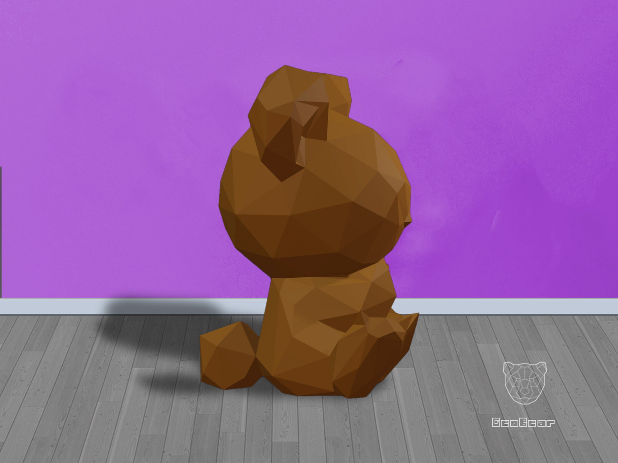 Geometric Teddy Bear Papercraft, Low Poly Teddybear, Papercraft Baby ...