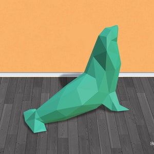 Low Poly Sea Lion Papercraft Template- Geometric Seal, Abstract Seal ...