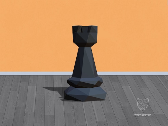 Papercraft Rook Chess Piece Template Geometric Low Poly Rook | Etsy