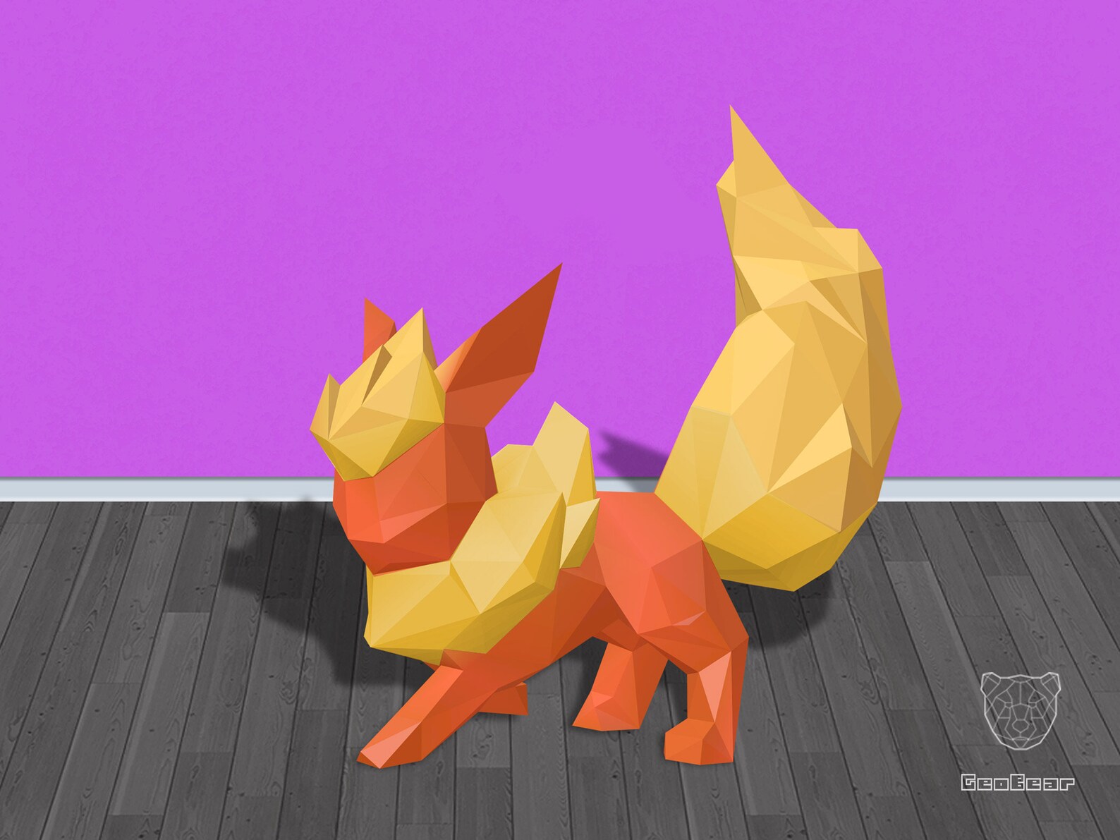 Low Poly Flareon Papercraft Template Geometric Pokemon - Etsy