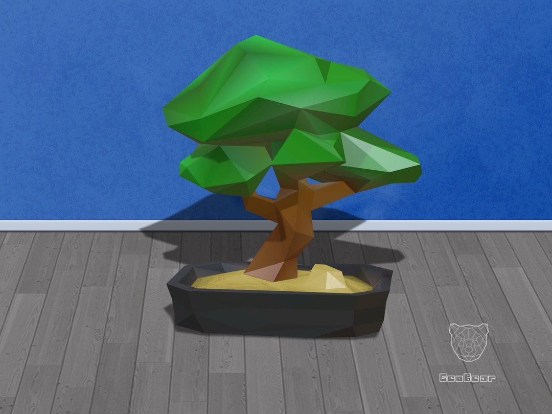 Papercraft Low Poly Bonsai Tree - Geometric Tree, Abstract Bonsai - DIY ...