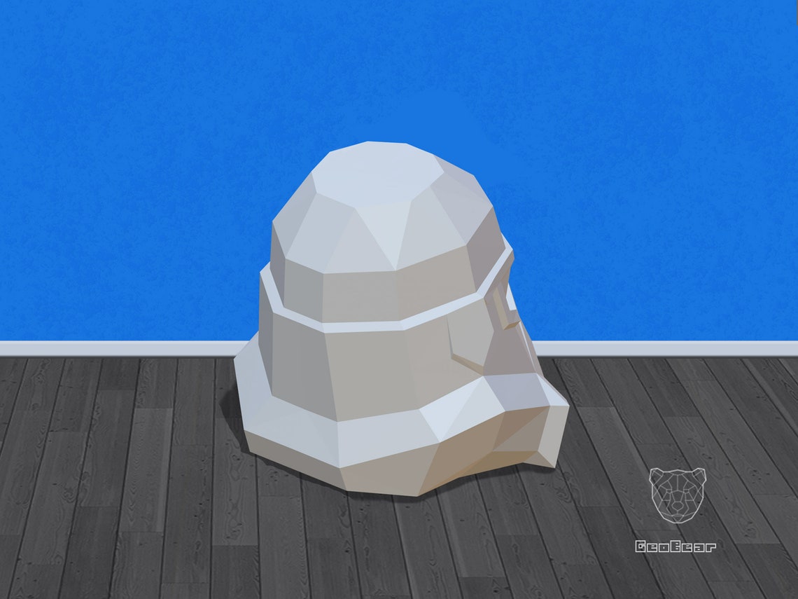 Low Poly Storm Trooper Helmet Papercraft Template Geometric Storm ...